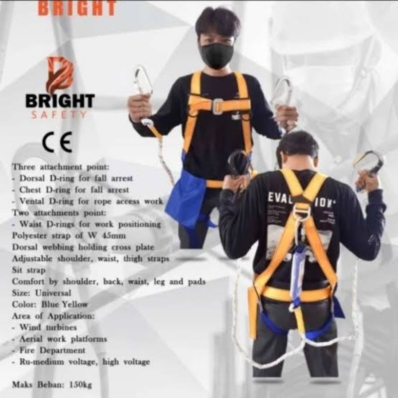 Jual Full Body Harness Double Hook BRIGHT | Shopee Indonesia