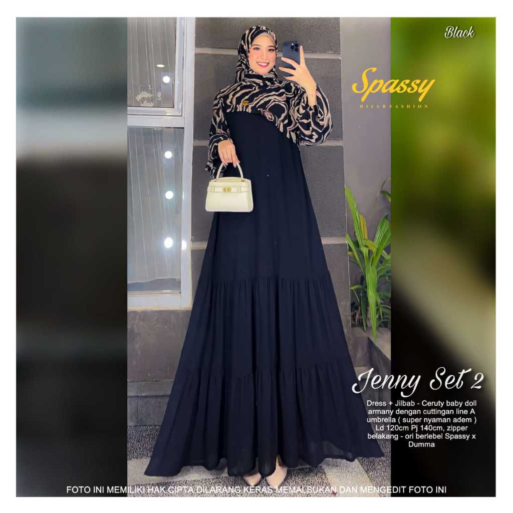 Jual ( INCLUDE HIJAB ) JENNY SET HIJAB DRESS GAMIS MAXY ORIGINAL BY SPASSY OFFICIAL STORE HIJAB ...