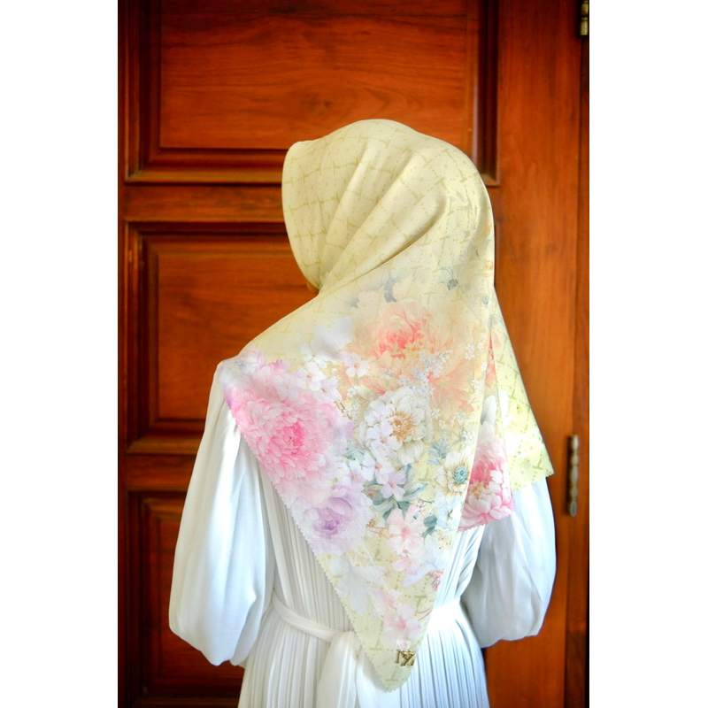Jual Flow Monogram scarf - soft yellow | Jilab Segiempat | Voal ...
