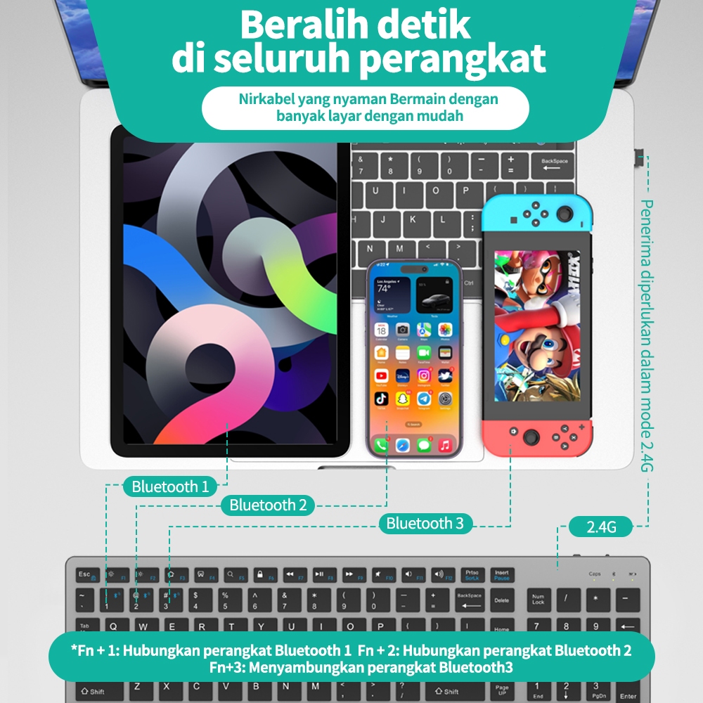 Jual Goojodoq Modus Bluetooth 3 Keyboard 102 Keys Wireless Keyboard