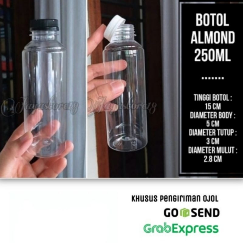 Jual BOTOL ALMOND SN 250ML tebal 14gr gosend grab botol murah botol ...