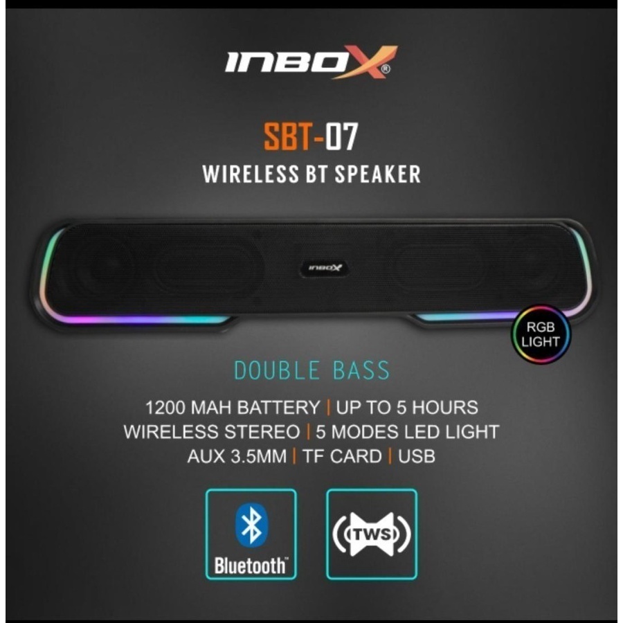 Jual SPEAKER SOUNDBAR INBOX SBT07 SPEAKER BLUETOOTH RGB | Shopee Indonesia