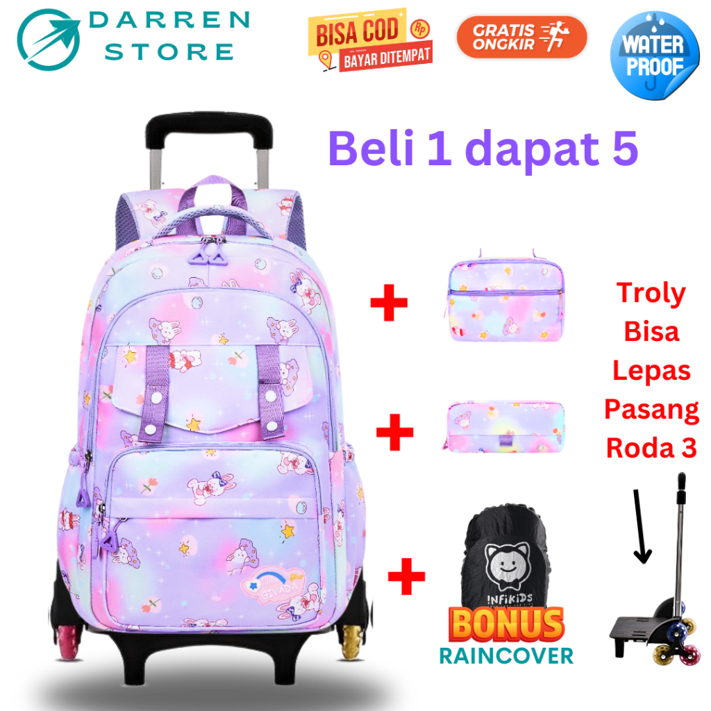 Jual Ransel Troly Anak SD Roda 3 ( Beli 1 dapat 5 ) DSTR LP 2-6 18inch ...