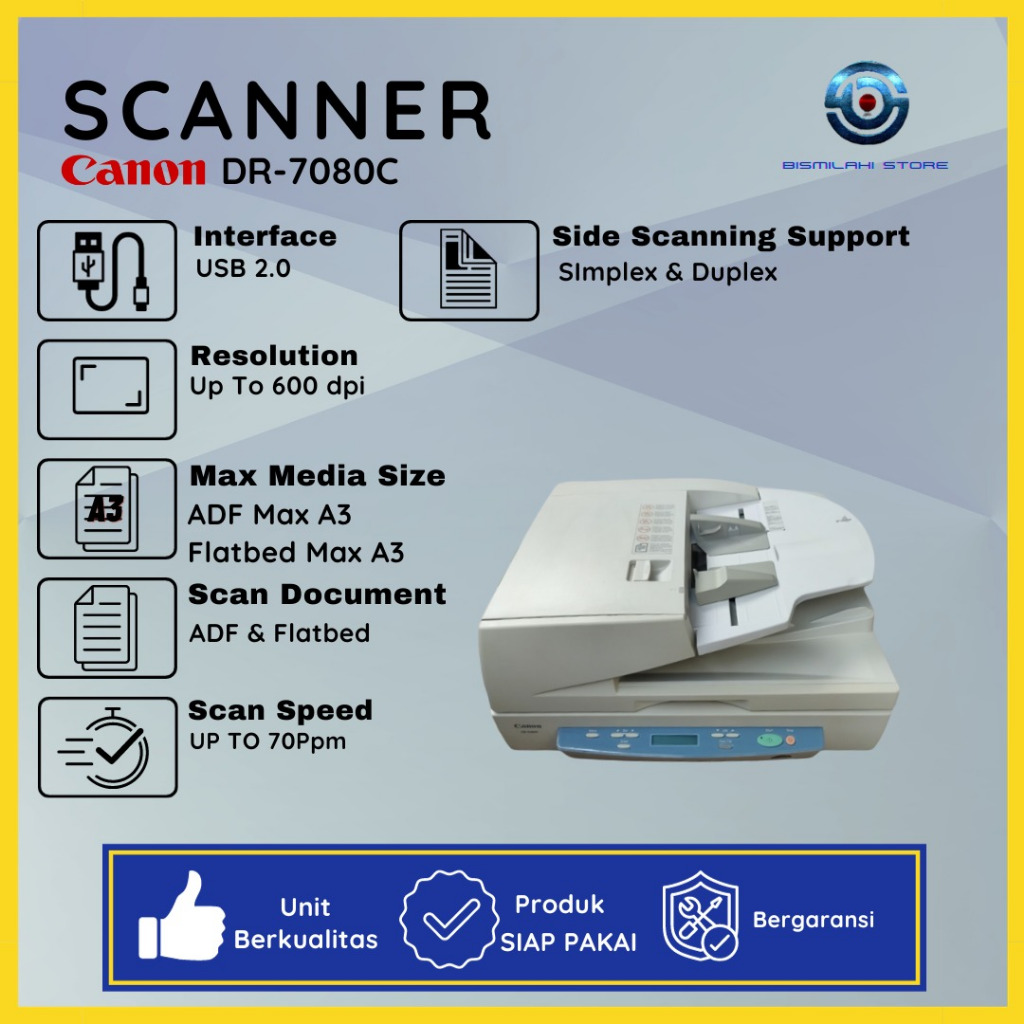 Jual Scanner A3 High Speed Canon DR-7080C Speed 70 Lembar Permenit ...
