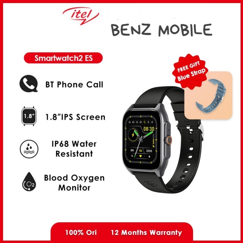 Jual itel Smart Watch 2 ES ISW-12 1.8‘’ HD BT Call IP68 Waterproof ...