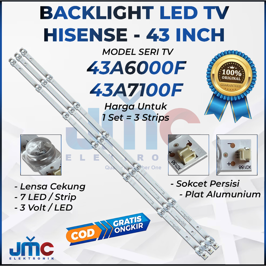 Jual BACKLIGHT TV LED HISENSE 43 INCH 43A6000F 43A7100F 43A6000 43A7100 ...