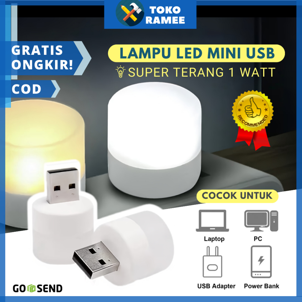 Jual Lampu LED USB Mini / Kecil Bulat | Lampu Bohlam Portable Penerang / Penerangan Kamar Tidur ...