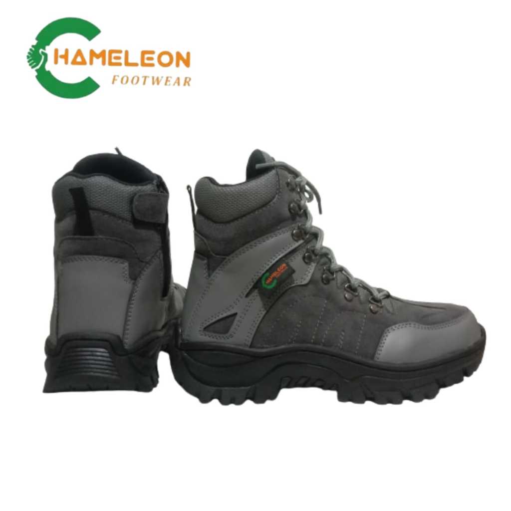 Jual SEPATU SAFETY BOOTS ABU TUA HIKING OUTDOOR UJUNG BESI 7INC ...