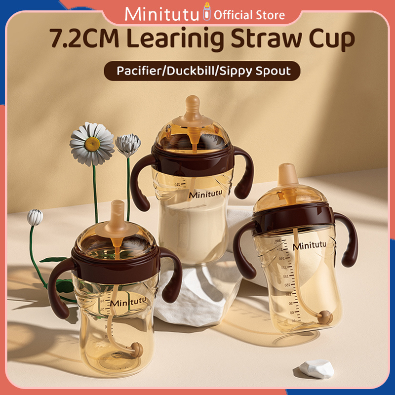 Jual Minitutu 7.2CM Botol Susu Leher Lebar PP / PPSU Bahan 300ml Bukti jatuh dengan pegangan ...