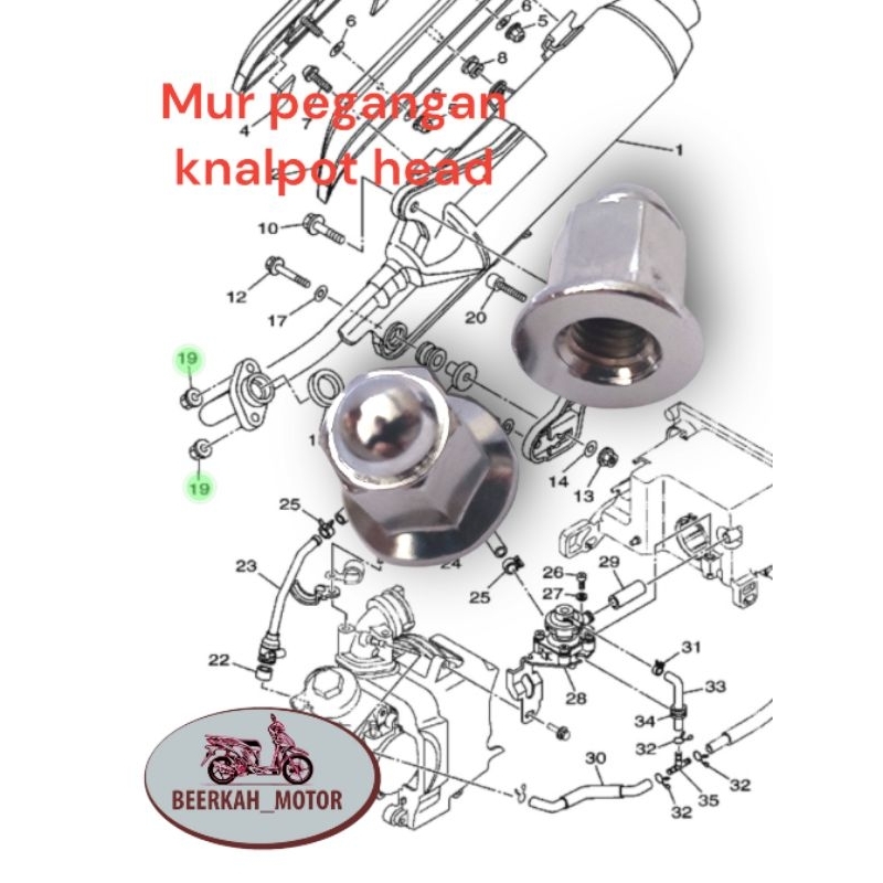 Jual Mur Head pegangan knalpot Motor Beat Scoopy vario spacy | Shopee ...