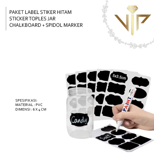 Jual VIP PAKET LABEL STIKER HITAM STICKER TOPLES JAR CHALKBOARD ...