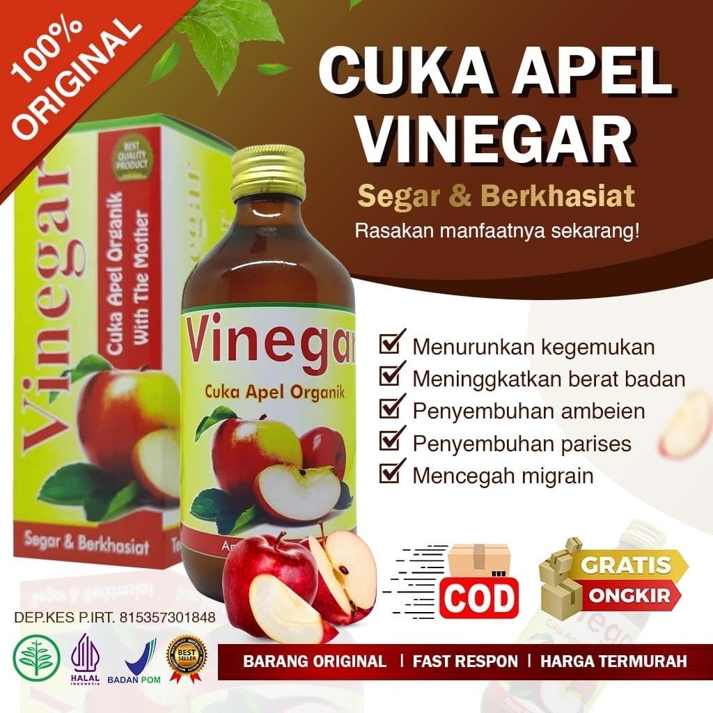 Jual Vinegar Cuka Apple Cider Vinegar Organik 330ml Cuka Apel | Shopee ...