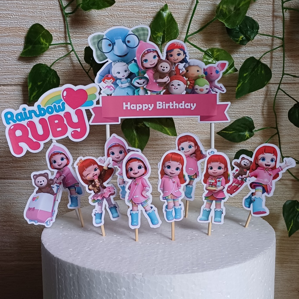 Jual Toper Rainbow Ruby Custom Nama untuk Hiasan Kue Ulang Tahun ...