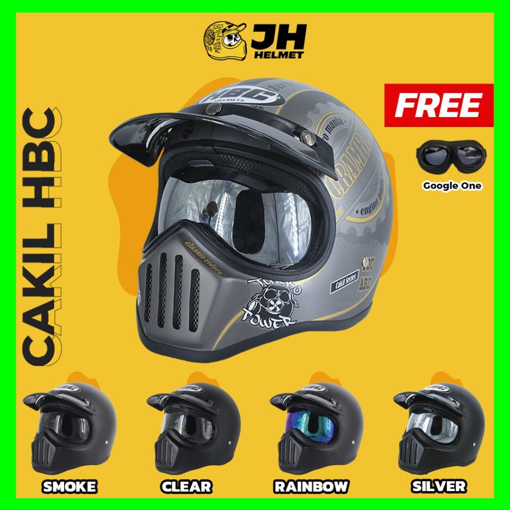 Jual Helm Cakil HBC Srambler + FREE GOOGLE | Helm Retro | Full Face ...