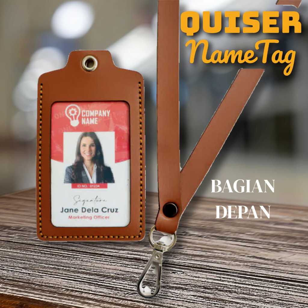 Jual Id Card Holder / Name Tag Polos Kulit Asli Garut Quiser Nametag ...