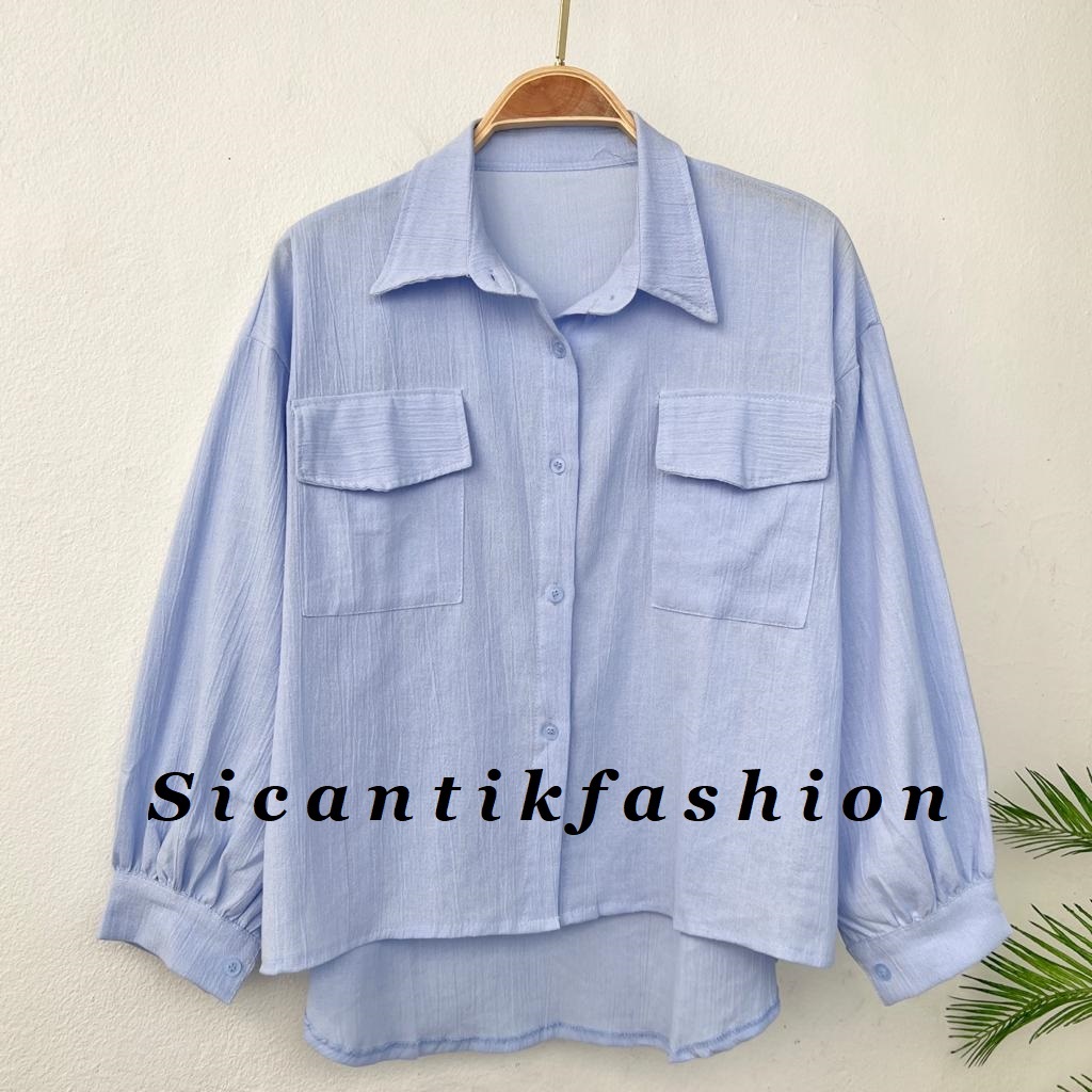 Jual Kemeja Oversize Wanita Linen Crinkle // Atasan Blouse Cewek Style ...