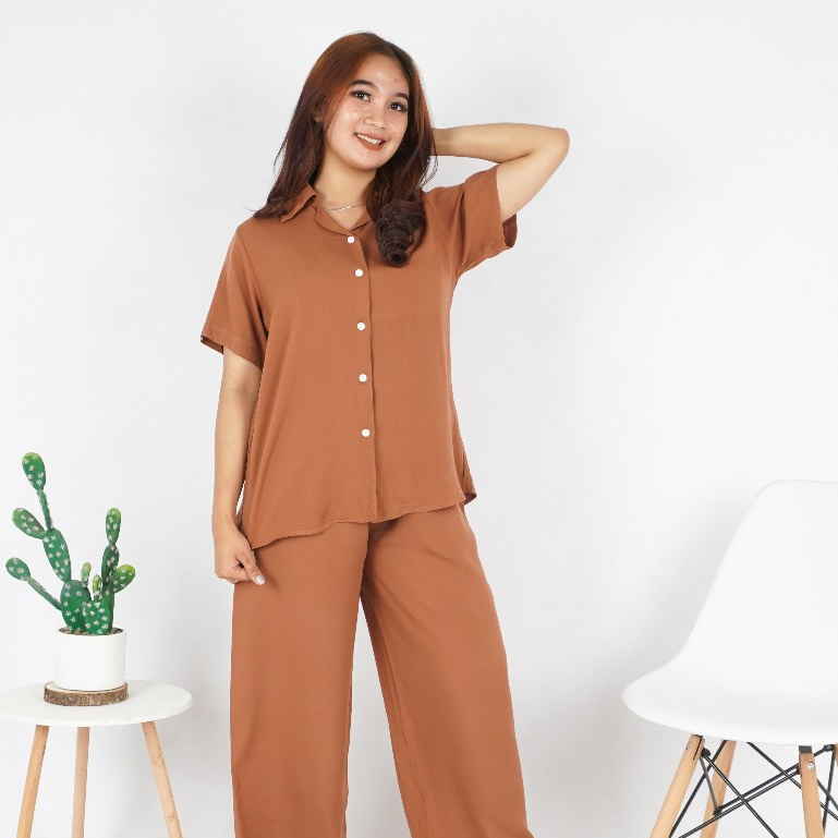 Jual BAJU WANITA PIYAMA TIDUR WANITA RAYON SET PLAIN | Shopee Indonesia