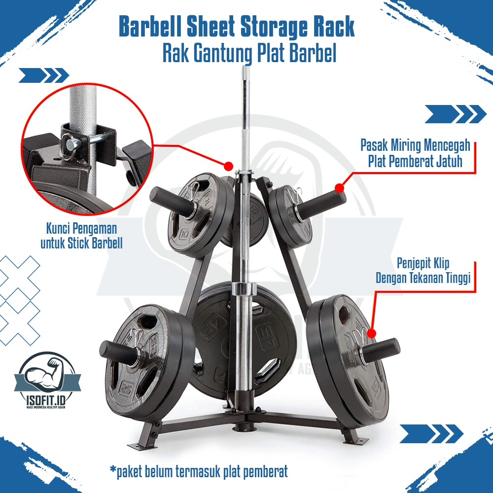 Jual Isofit 3-SETS Barbell Sheet Storage Rack / Rak Gantung Plat Barbel ...