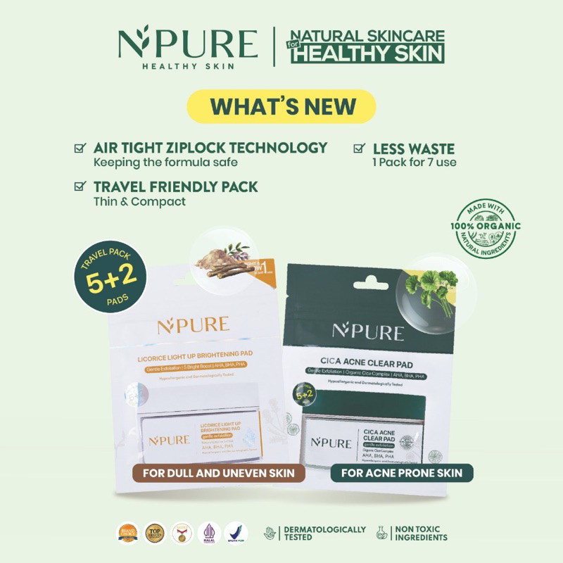 Jual NPURE Acne Clear Pad Cica Sachet / Licorice Light Up Brightening ...