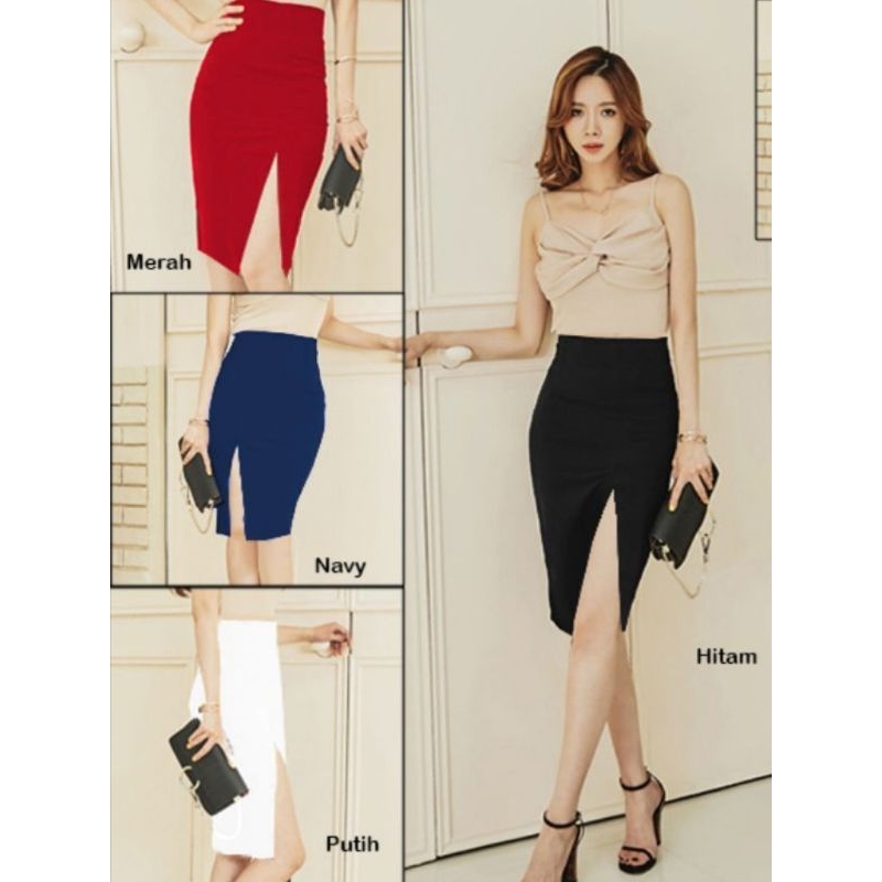 Jual rok span skuba belah samping / rok bodycon / rok sexy (xs-3xl ...
