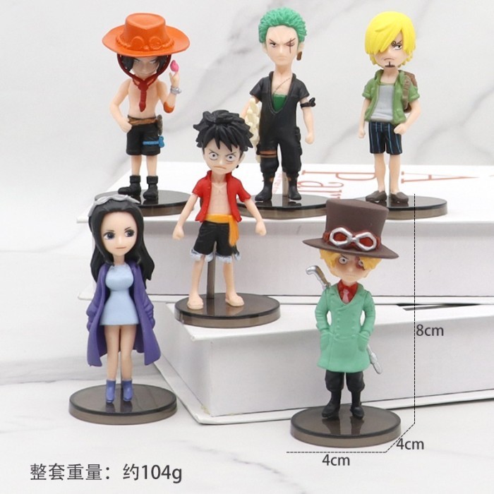 Jual Figure One Piece Set Luffy Zoro isi 6 pcs / Pajangan Figure Set ...