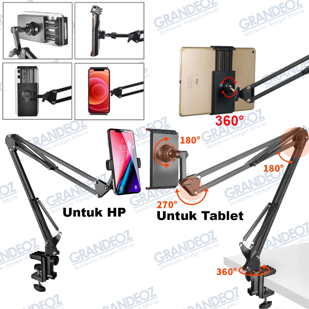 Jual Lazypod Stand D9 Overhead Bracket 360 Holder Tablet / Smartphone ...