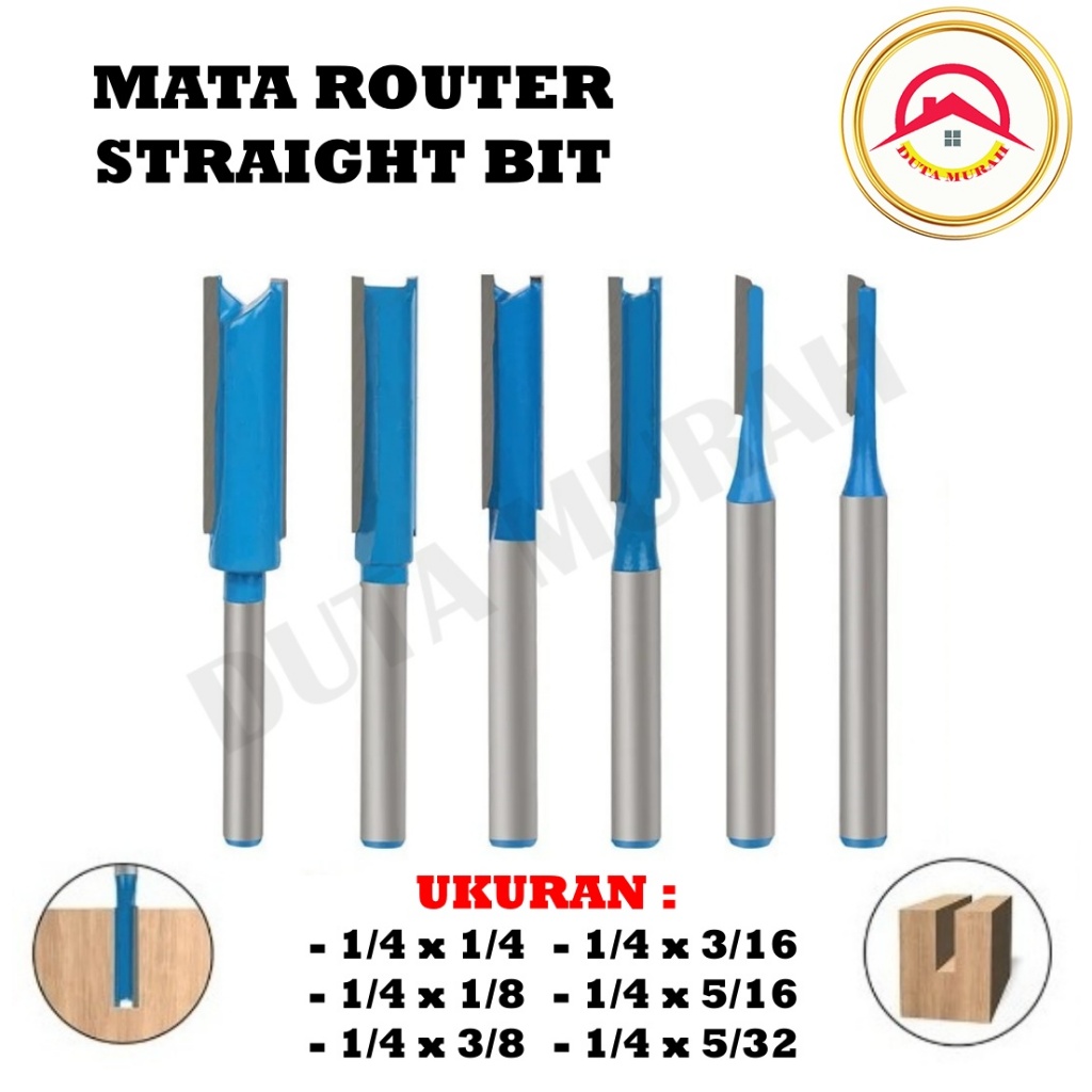 Jual Mata Router Lurus Straight Bit 3mm 4mm 5mm 6mm 8mm 10mm 12mm x 1/4 ...