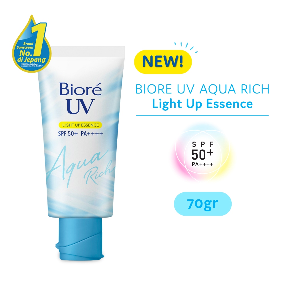 Jual Biore UV Aqua Rich Sunscreen Glowing Natural Light Up Essence SPF ...