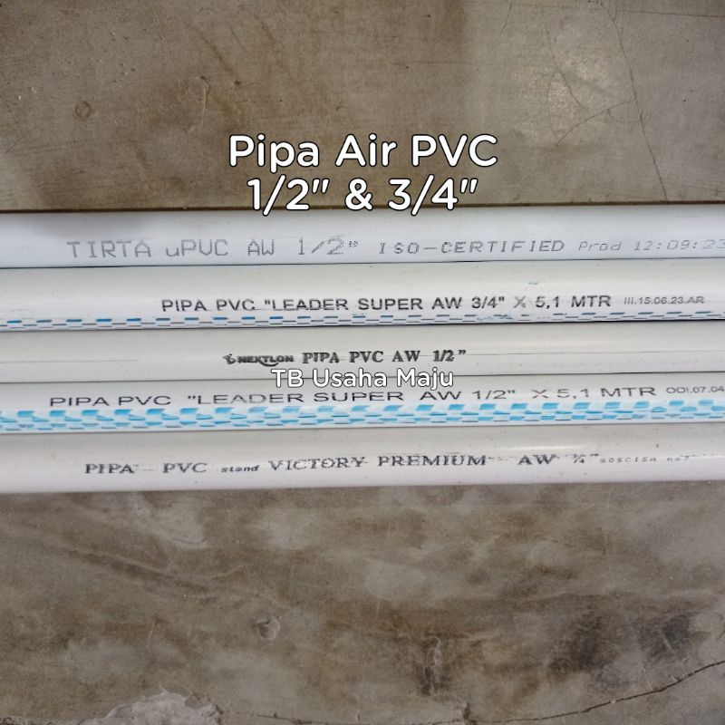 Jual Pipa Air PVC Paralon Type AW 1/2" & 3/4" Putih per meter ( 1 Meter ...