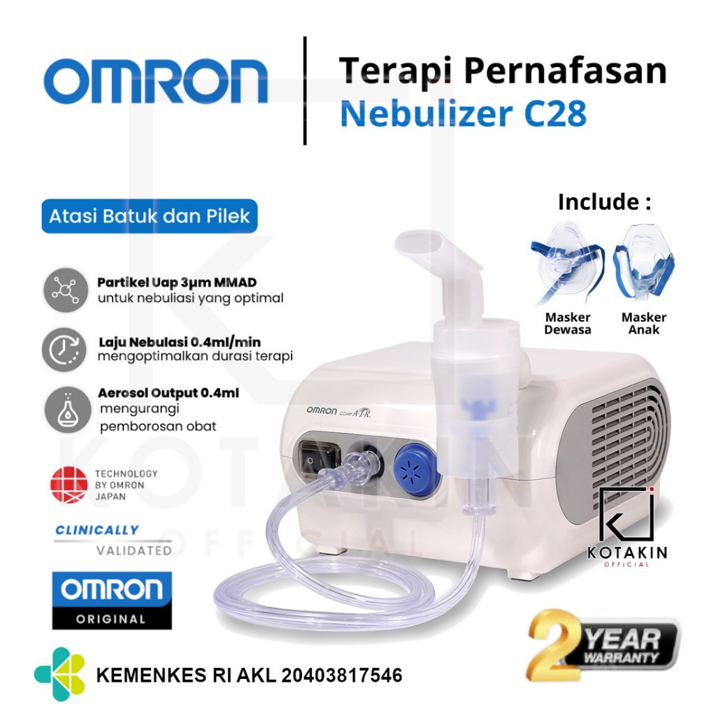 Jual NEBULIZER OMRON NE-C28 / Alat Uap Bantu Pernapasan / Inhalasi Terapi Batuk Pilek Asma ...