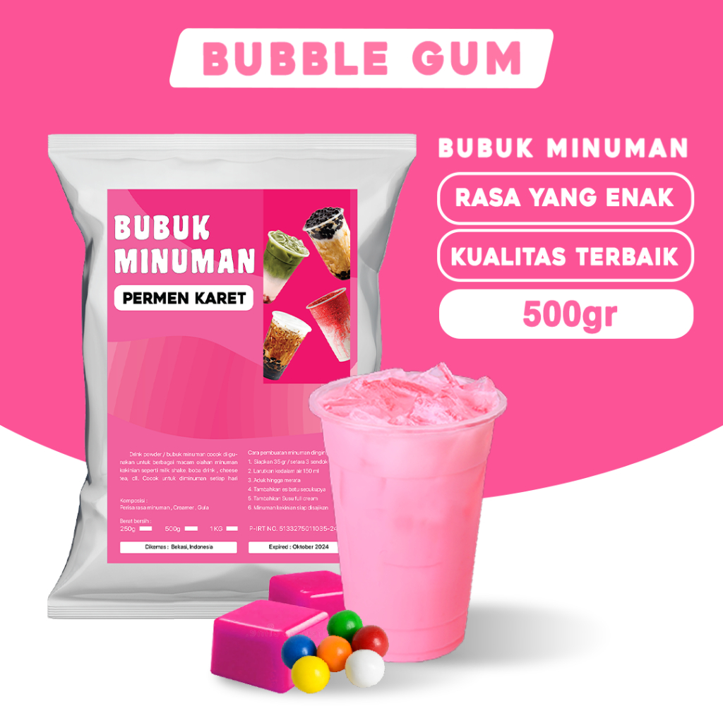 Jual BUBUK MINUMAN RASA PERMEN KARET 1KG / SERBUK MINUMAN RASA PERMEN ...