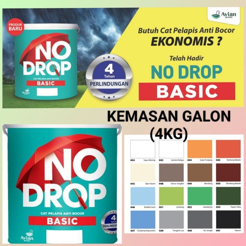 Jual No drop basic cat pelapis anti bocor kemasan galon,4kg,cat anti bocor no drop basic 4kg ...