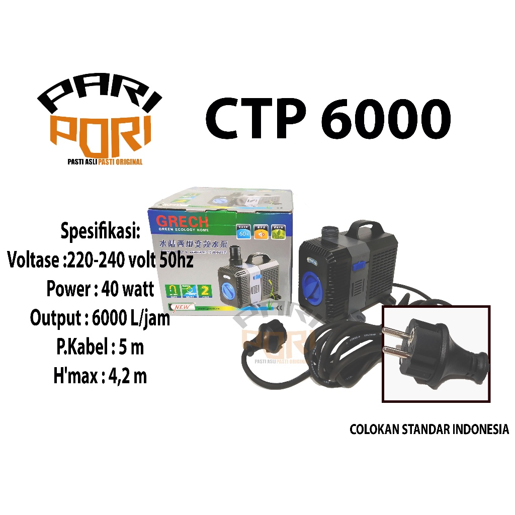 Jual ORIGINAL SUNSUN GRECH CTP 6000 POMPA CELUP AQUARIUM KOLAM IKAN KOI | Shopee Indonesia