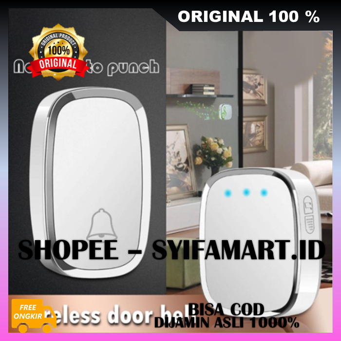 Jual Bel Rumah Wireless Door Bell Waterproof Pintu 1 Receiver Bel Pintu ...