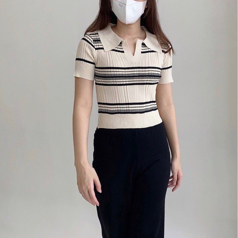 Jual ATASAN RAJUT LISAII SALUR KERAH POLO SHIRT - T SHIRT SALUR LENGAN PENDEK -#STRICKHAUS ...