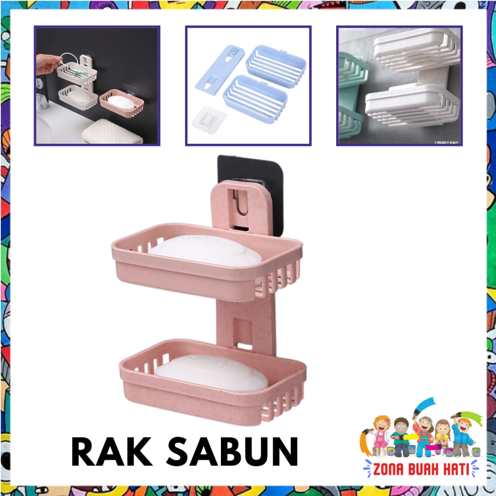 Jual ZBH Tempat Sabun Batang 2 Tingkat Kotak Sabun Kamar Mandi 2 Susun ...