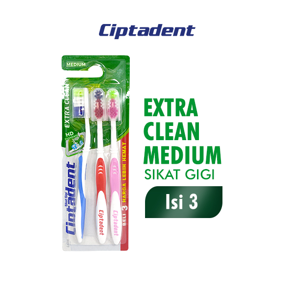 Jual Ciptadent Sikat Gigi Extra Clean Medium Kotak Isi 3 Pcs | Shopee Indonesia