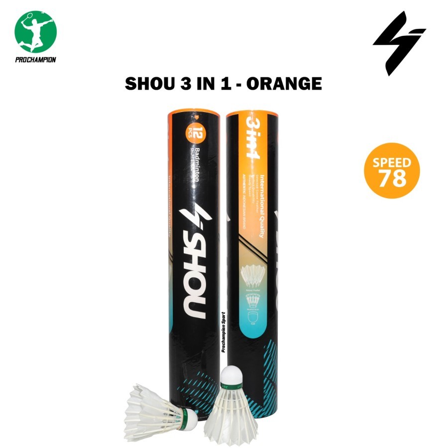 Jual Shuttlecock Cock Kok Badminton Shou 3 in 1 Orange Speed 78 ...