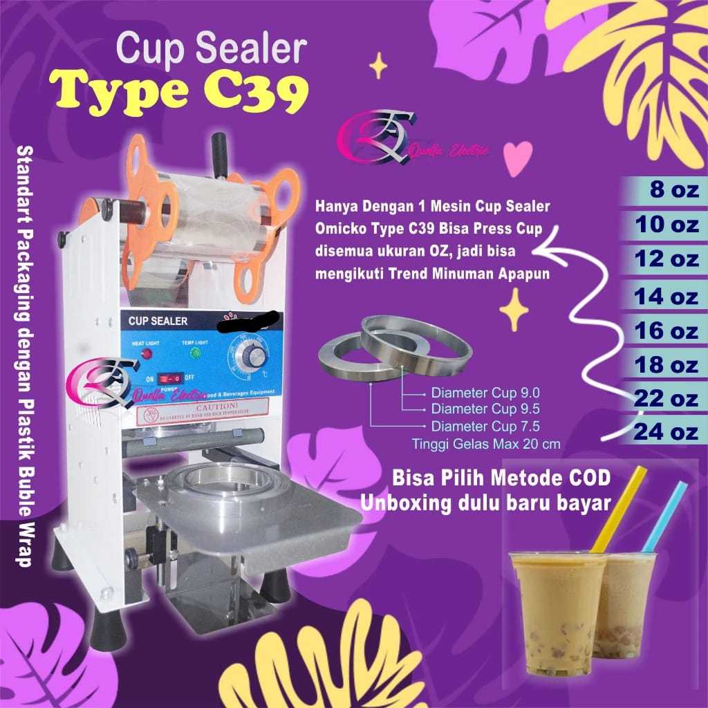 Jual Mesin Press Cup Sealer C39 Bisa Semua Ukuran Cup AQUA GELAS 8 Oz ...