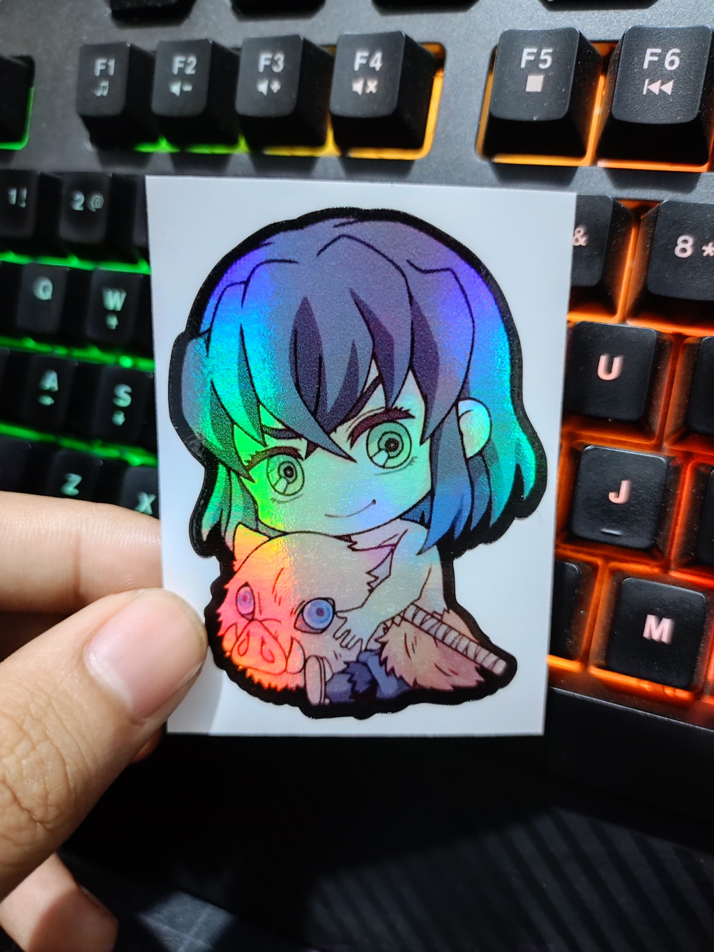 Jual Sticker Anime Hologram Inosuke Demon Slayer ukuran 5,6 cm Bahan ...