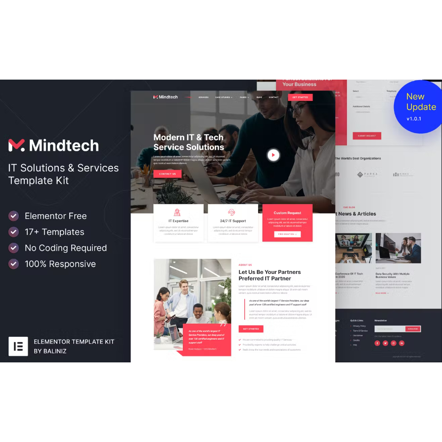 Jual Mindtech – IT Solutions & Services Company Elementor Template Kit | Shopee Indonesia