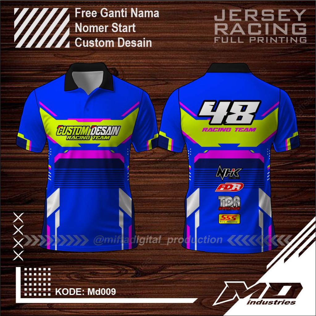 Jual Jersey Printing Racing Balap Kerah ( Custom Nama - Nomer ...