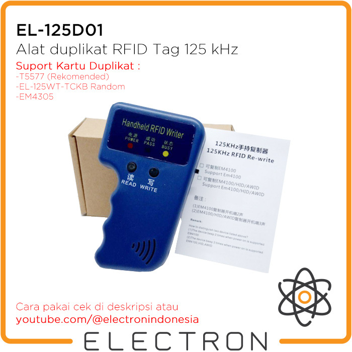 Jual EL-125D01 125 kHz Handheld Duplicator EM4305 T5577 Rewritable Keyfobs Tags Cards Kartu RFID ...
