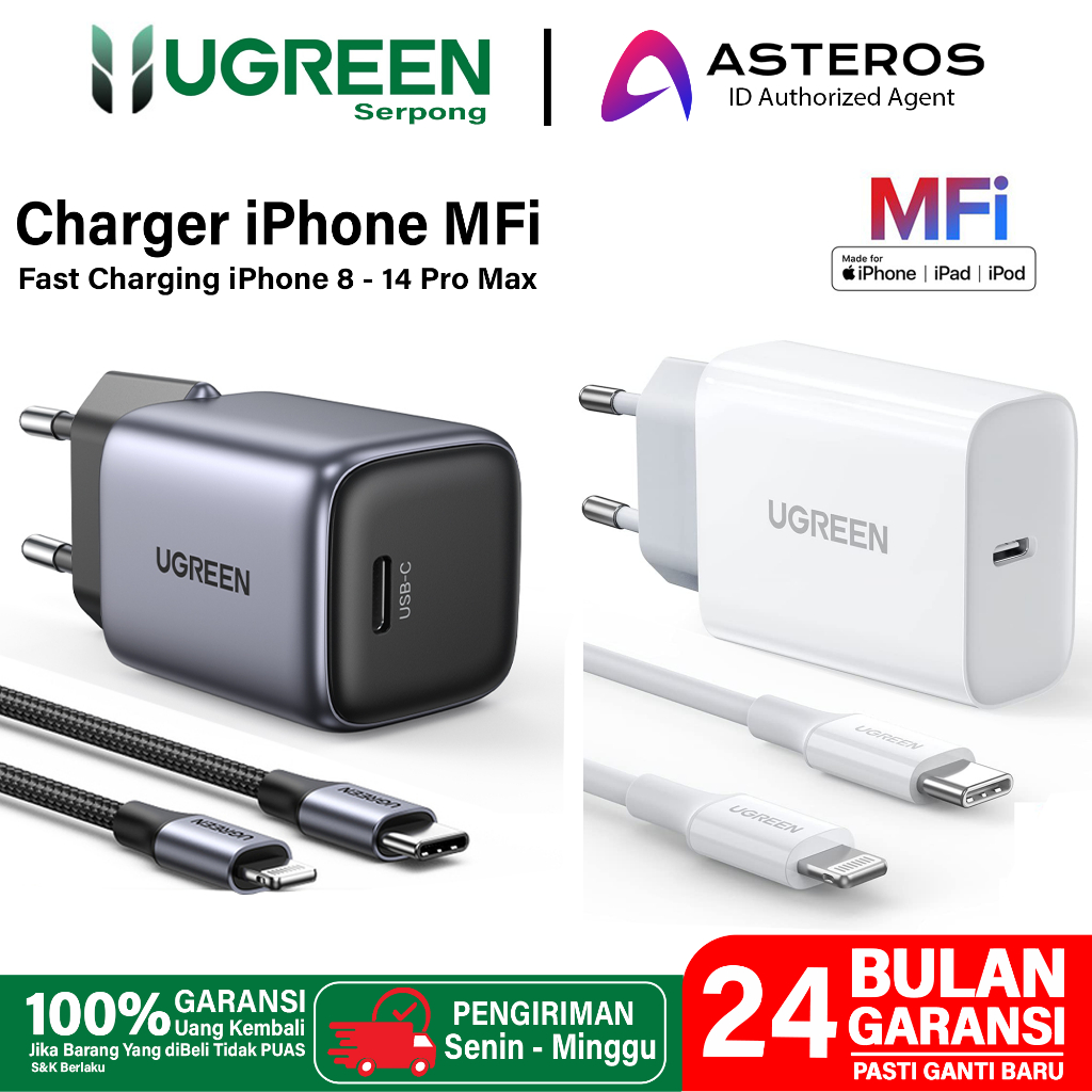 Jual UGREEN Charger iPhone Mfi USB A Dan PD Type C To Lightning Fast Charging 20w 30w | Shopee ...
