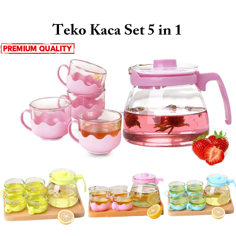 Jual Teko Kaca Set Isi 5 Pcs Tea Pot / Set Teko Gelas Cangkir / Teko ...