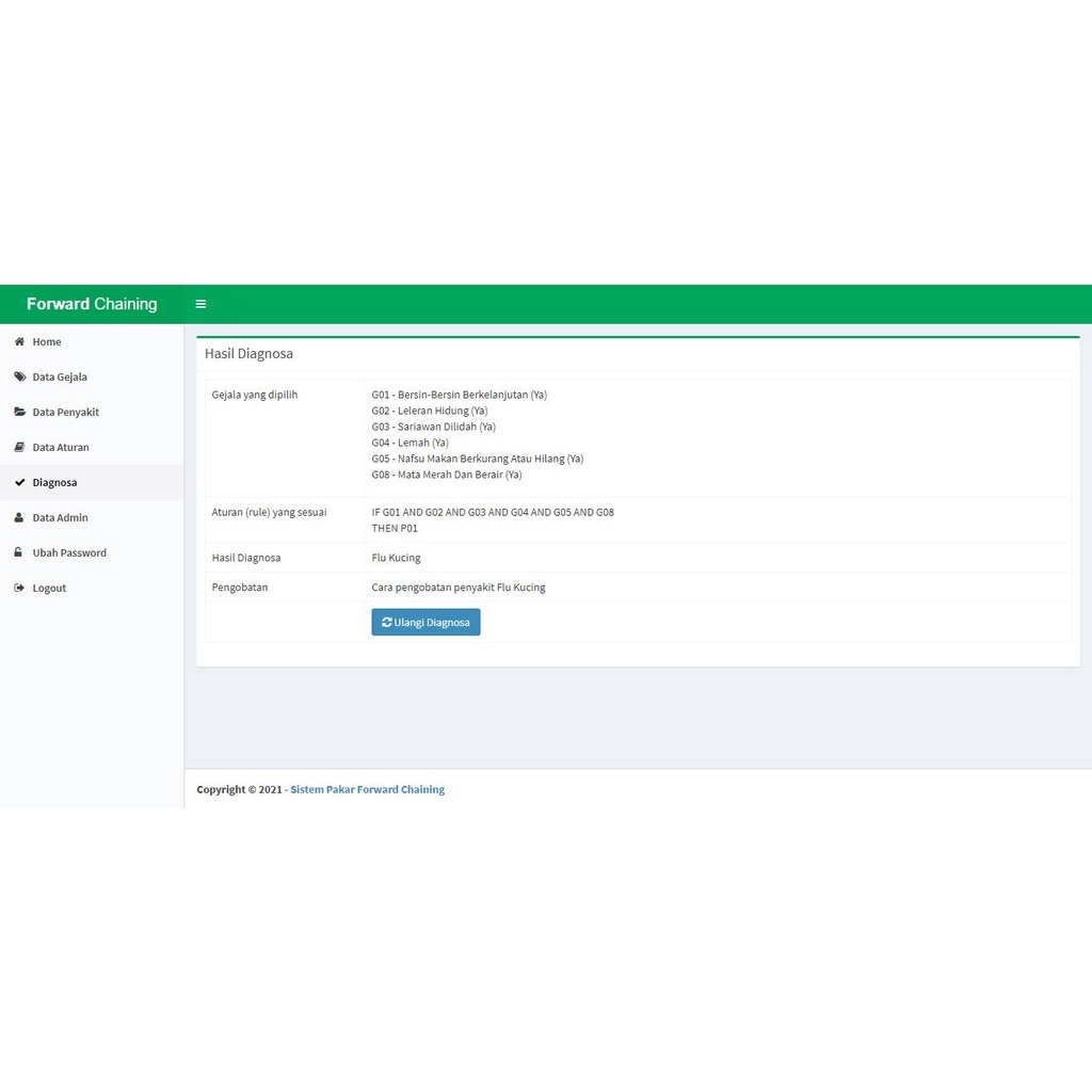 Jual Sistem Pakar Diagnosa Penyakit Metode Forward Chaining (PHP & MySQL) Full Source Code Siap ...