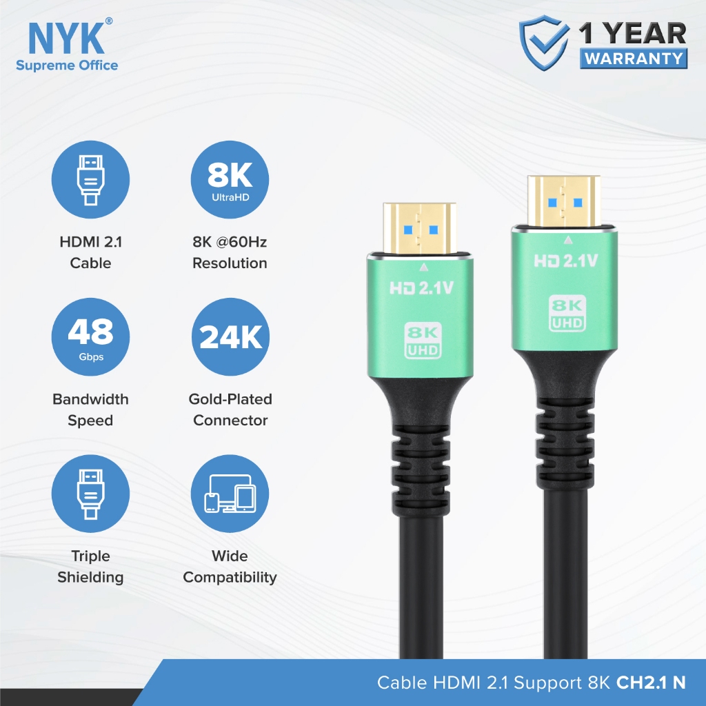 Jual NYK Kabel HDMI to HDMI 2.1 Support 8K Ultra HD 1.5 Meter | Shopee Indonesia