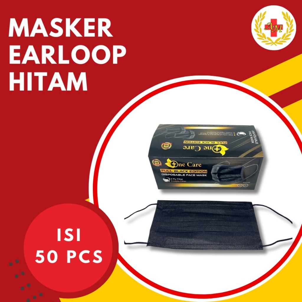 Jual Masker One Care Hitam/ Maker Earloop Black Edition | Shopee Indonesia