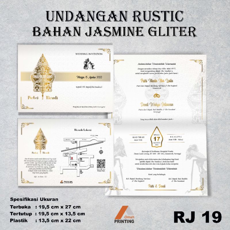 Jual UNDANGAN JASMINE TEBAL 200 GSM MODEL GUNUNGAN WAYANG / GUNUNGAN ...