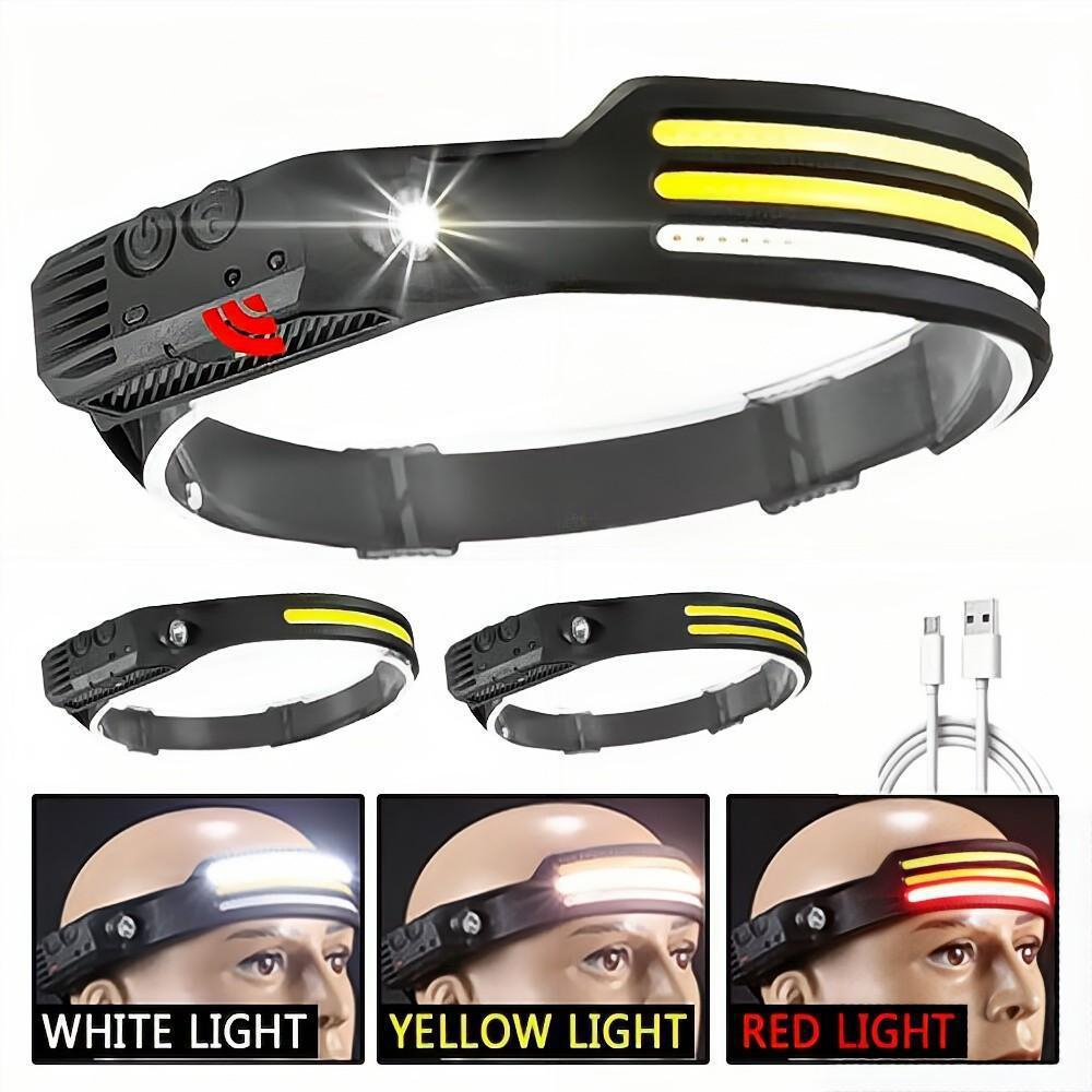 Jual Headlamp Flashlight Motion Sensor USB LED XPE+COB Waterproof XWF ...